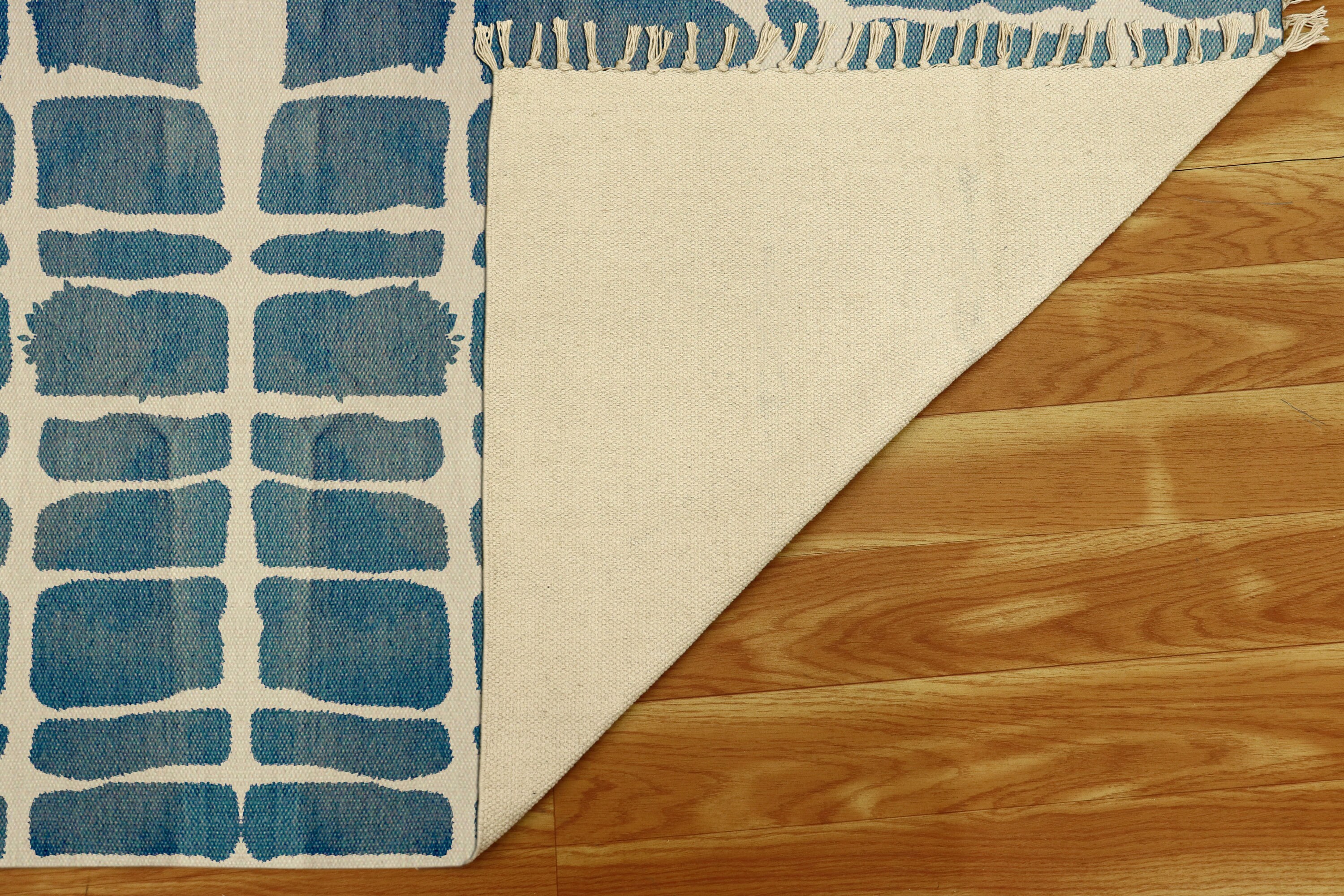 Blue White Hallway Stair Cotton Area Rug Handmade Bedside Runner Home ...