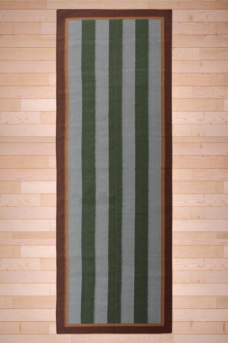 Traditional Striped Design Multicolor Wool Dhurrie Hallway Stair Runner ...