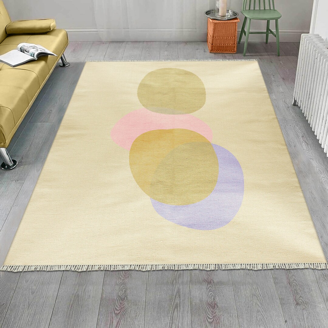 Hand Block Printed White Cotton Floor Carpet Handmade Home Office ...