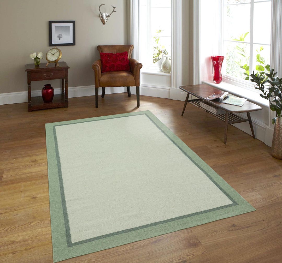 Indian Handmade, Decorative Green Wool Rugs Hallway Runner Outdoor ...