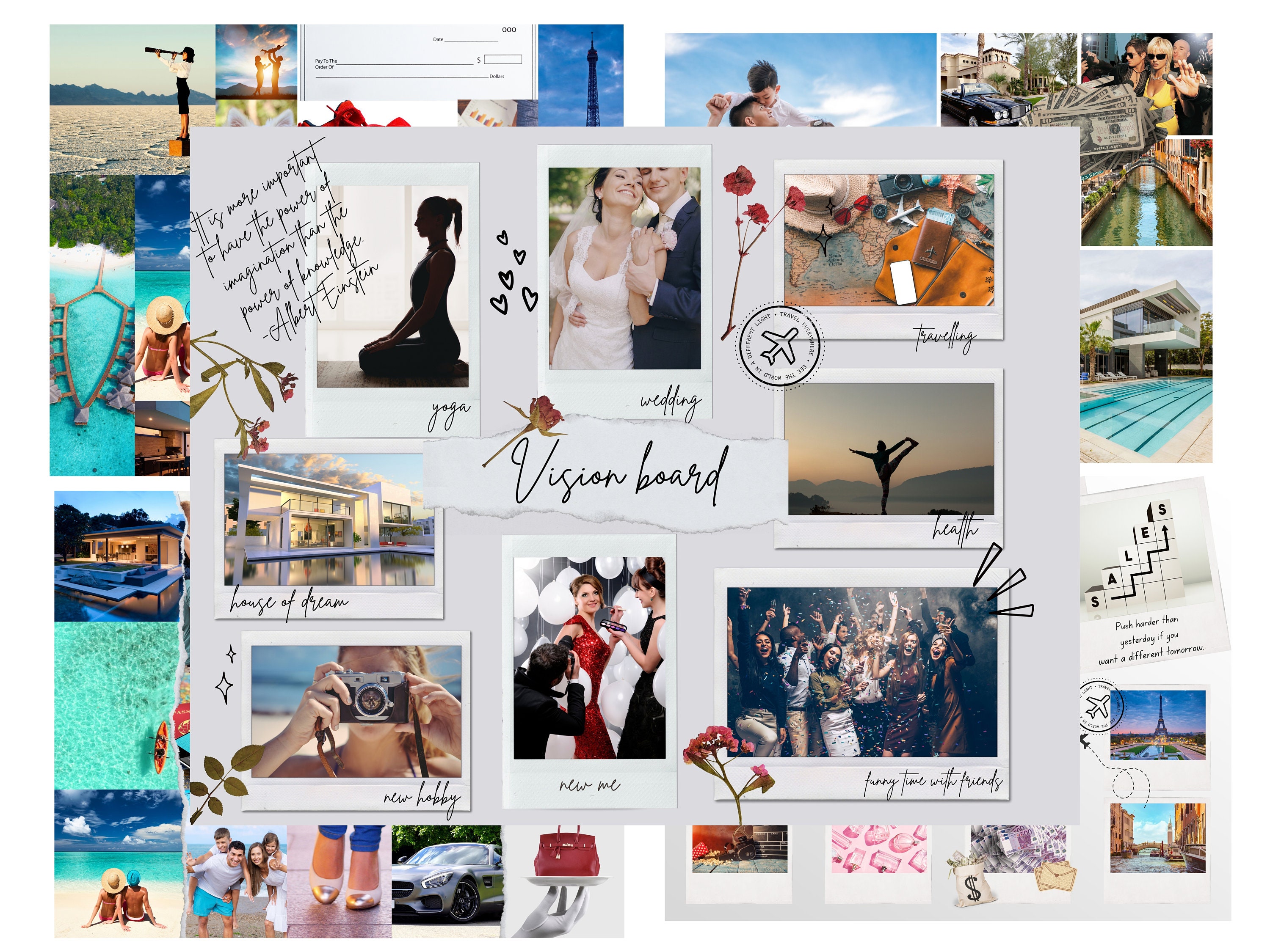 Digital Vision Board 5 Models Template, Fully Editable Drag and Drop ...