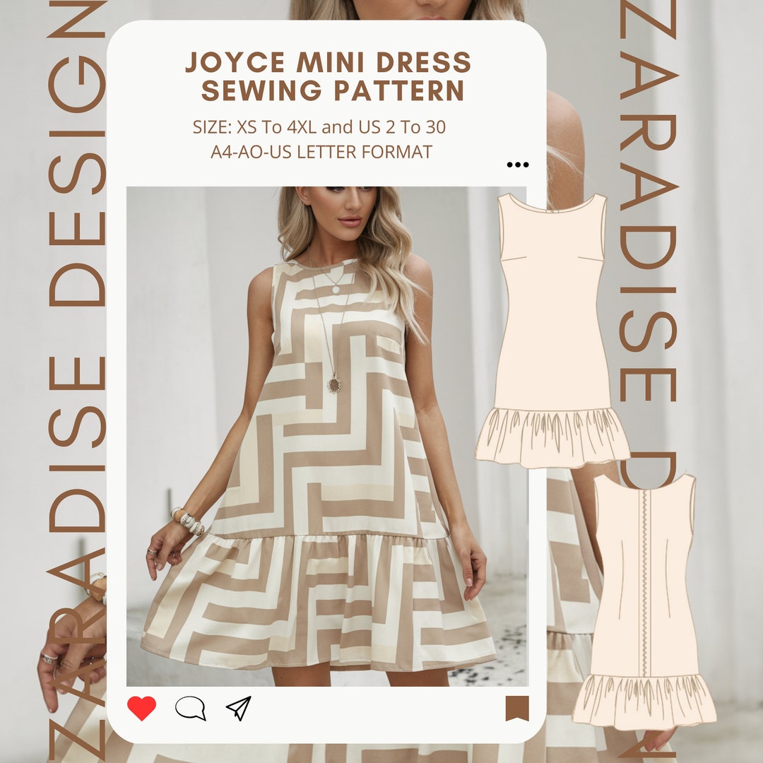Joyce Mini Dress Pattern, Cottagecore Dress Pattern, Digital Sewing, Women Sewing Summer Dress ...