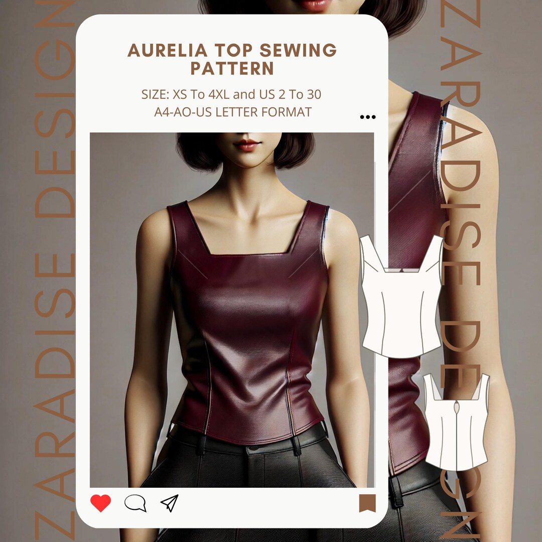 Aurelia TOP Sewing Pattern, Top Sewing Pattern, Women Shirt Pattern ...