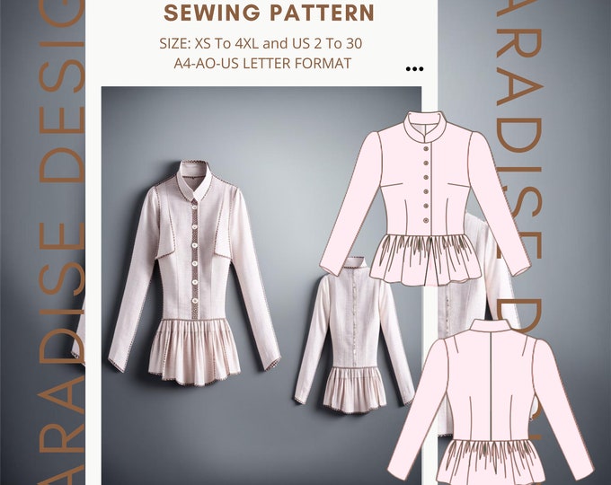 Cropped Shirt PDF Digital Sewing Pattern BUNDLE With Over 100 Possible ...