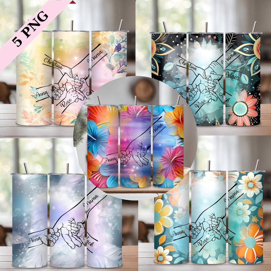 Personalized 1-5 Hand Models Holding Mom‘s Hand Tumbler Design, Holding ...