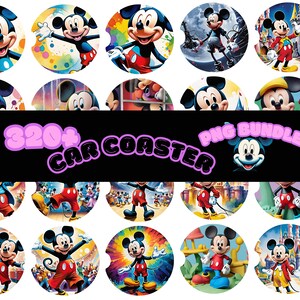 320+ Car Coaster Mickey Mouse Bundle, Sublimation Coaster, Coaster ...