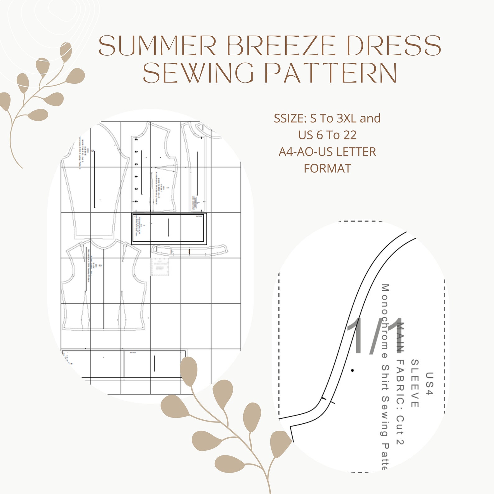 Summer Breeze Dress Pattern, Cottagecore Dress Pattern, Digital Sewing ...