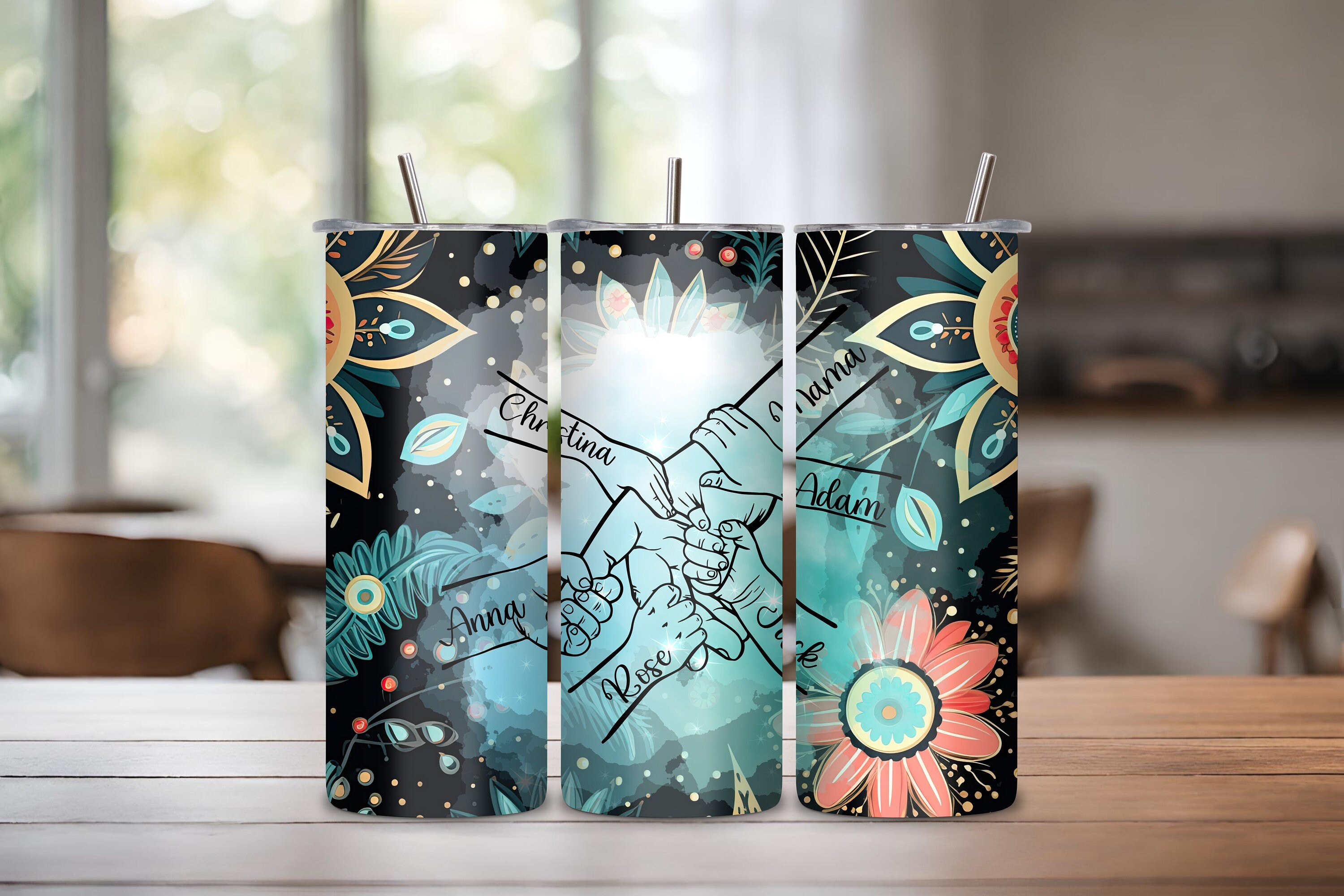 Personalized 1-5 Hand Models Holding Mom‘s Hand Tumbler Design, Holding ...