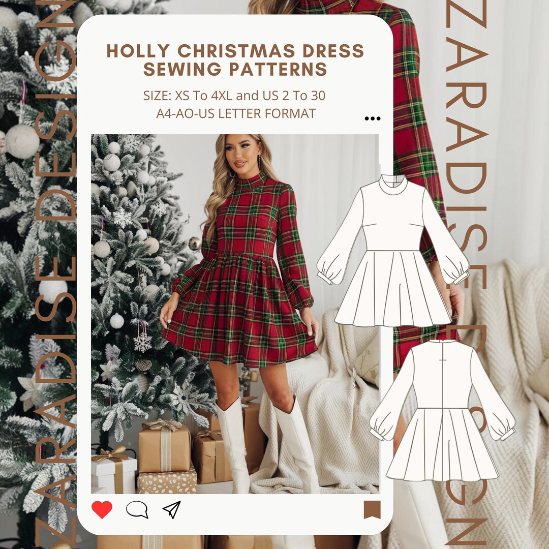 Holly Vintage Christmas Dress Sewing Pattern Pdf,christmas Dress ...