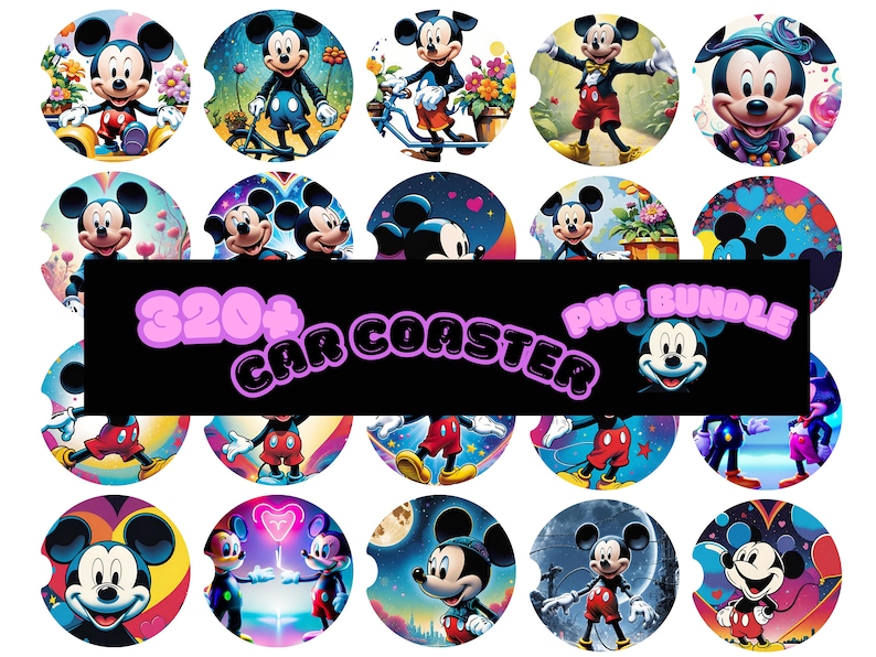 320+ Car Coaster Mickey Mouse Bundle, Sublimation Coaster, Coaster ...