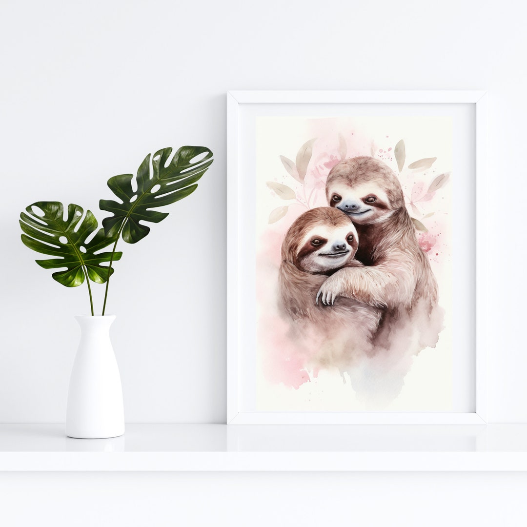 Watercolor Sloths Printable Wall Art Print Instant Download Animal Wall ...