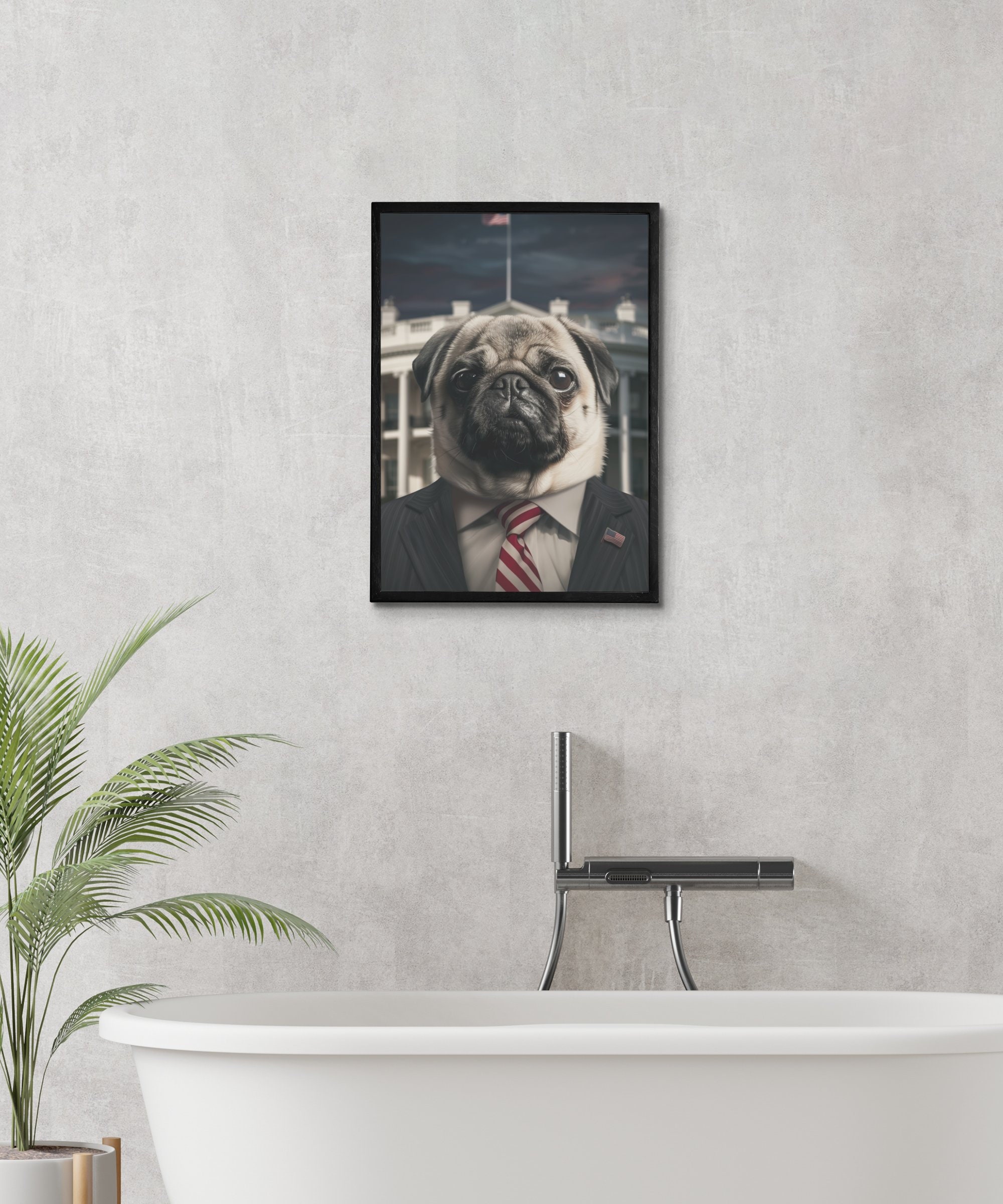 President Pug Dog Digital Artwork, Instant Download, Printable Wall Art ...