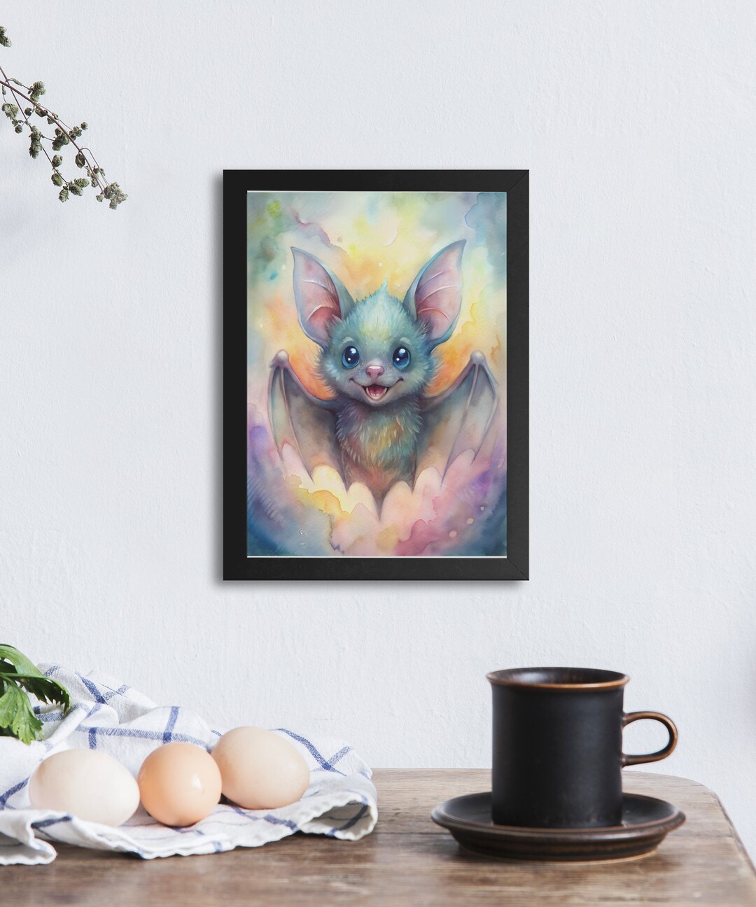 Baby Bat Art Print Watercolor Nursery Poster Digital Download Printable ...