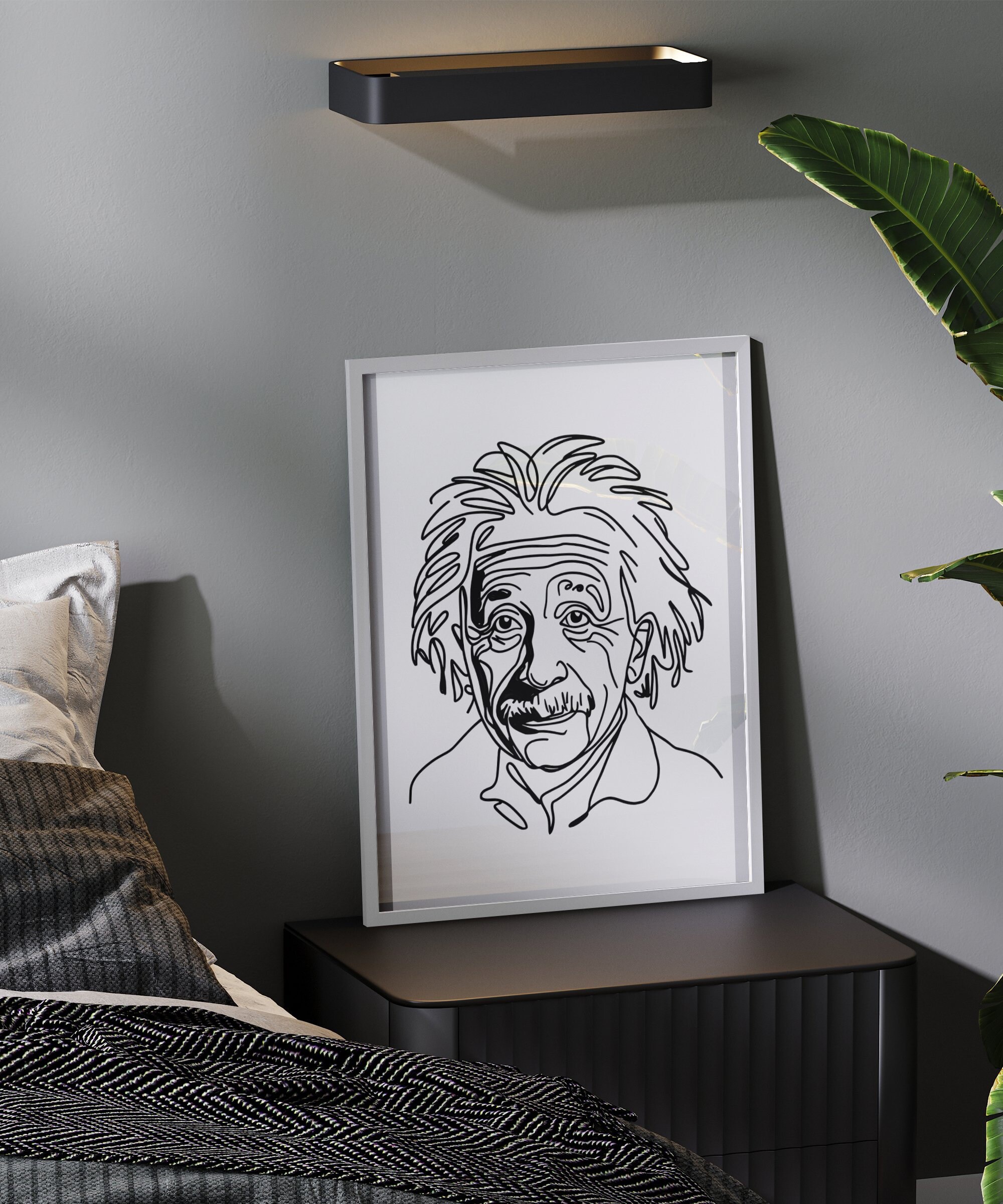 Albert Einstein Line Art Minimalistic Printable Digital Art Print ...