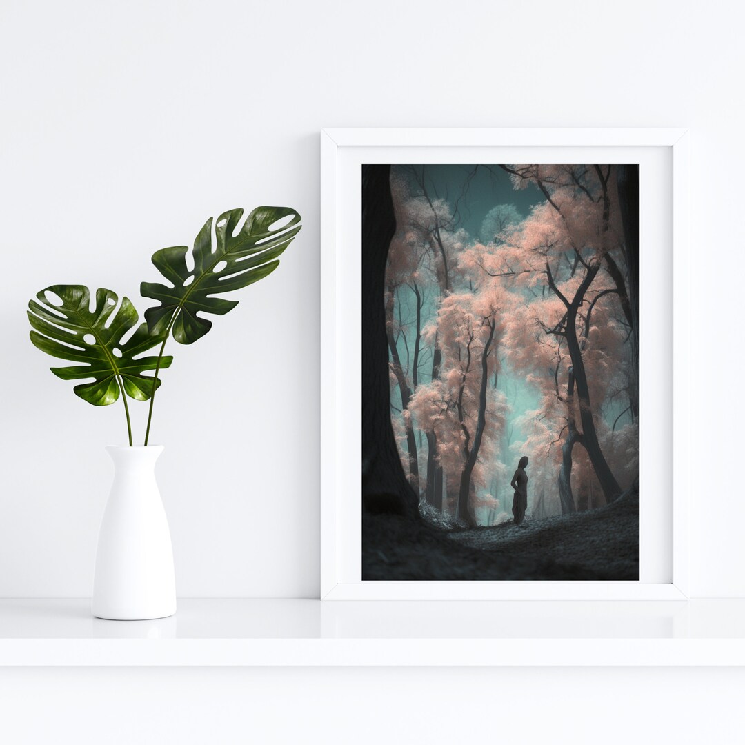 Surreal Dark Forest Art Print | Surrealist Pastel Poster | Contemporary ...