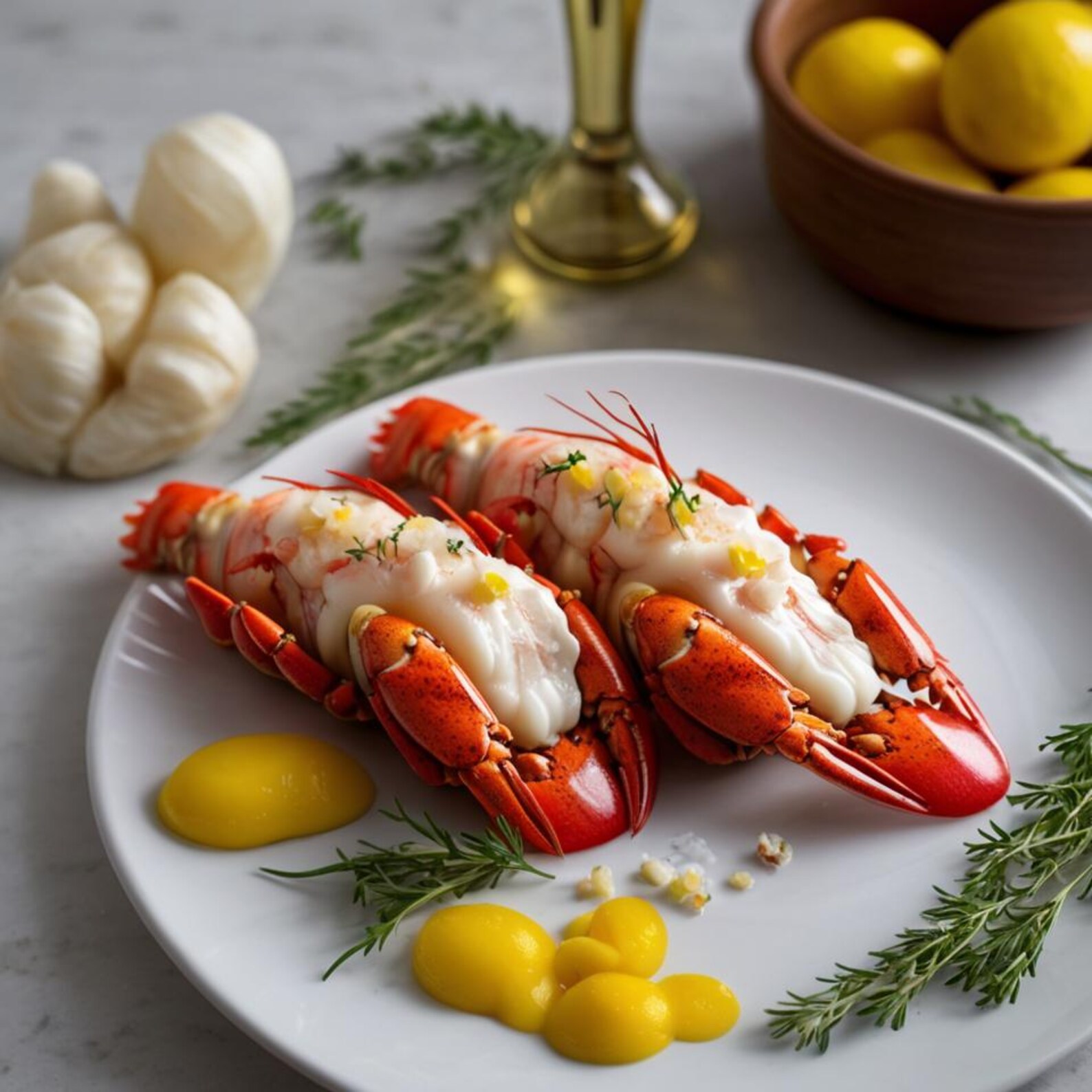 Sous Vide Lobster With Truffle Foam, Edible Flowers, and Champagne ...