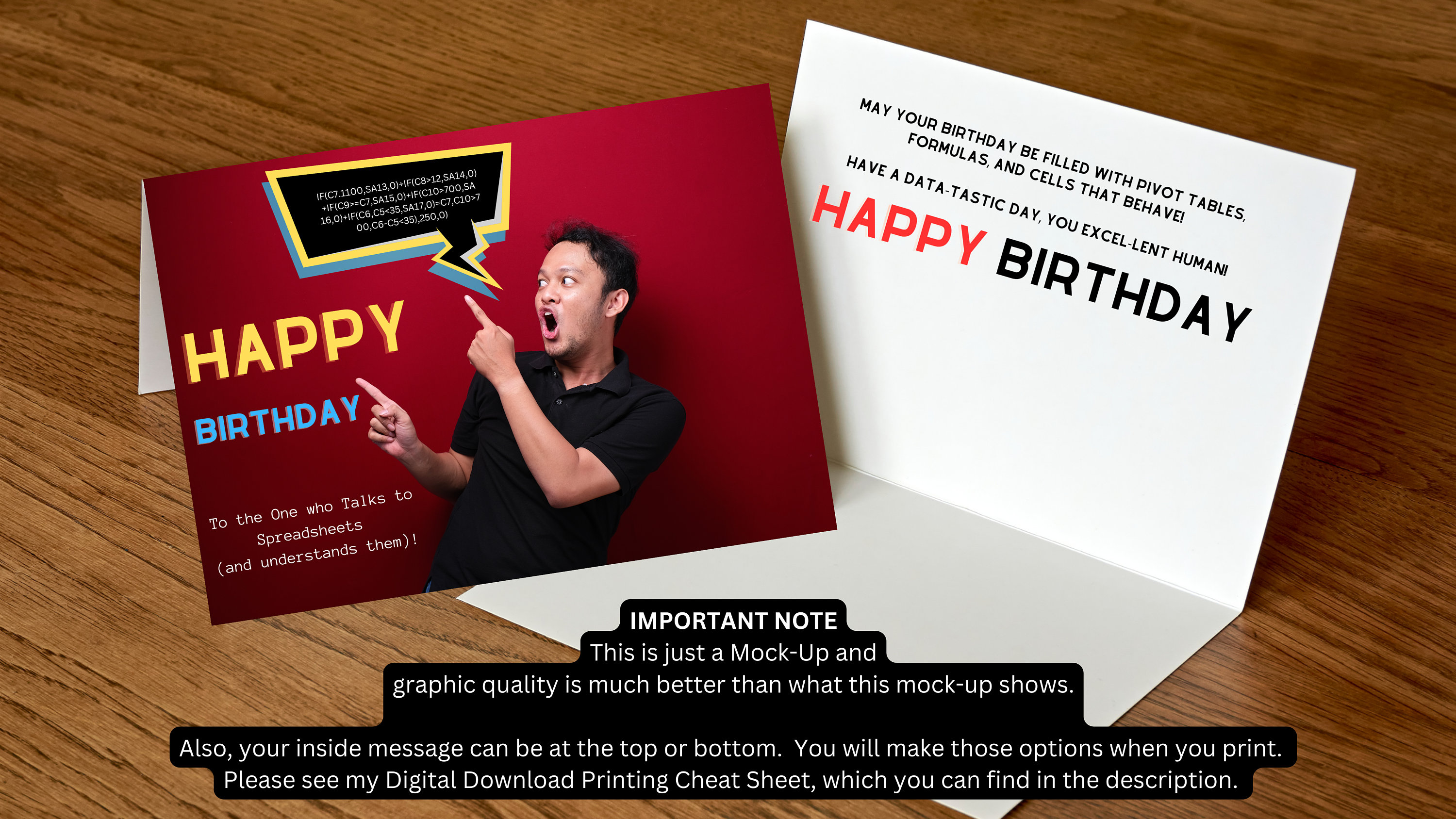 Employee Birthday Card Spreadsheet Guru Man - Etsy