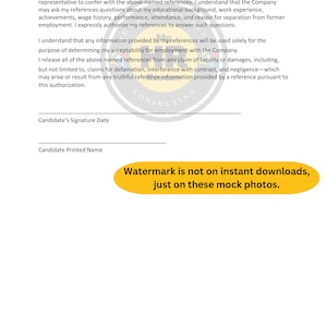 Candidate Reference Check Authorization Form-template (PDF and Word) - Etsy