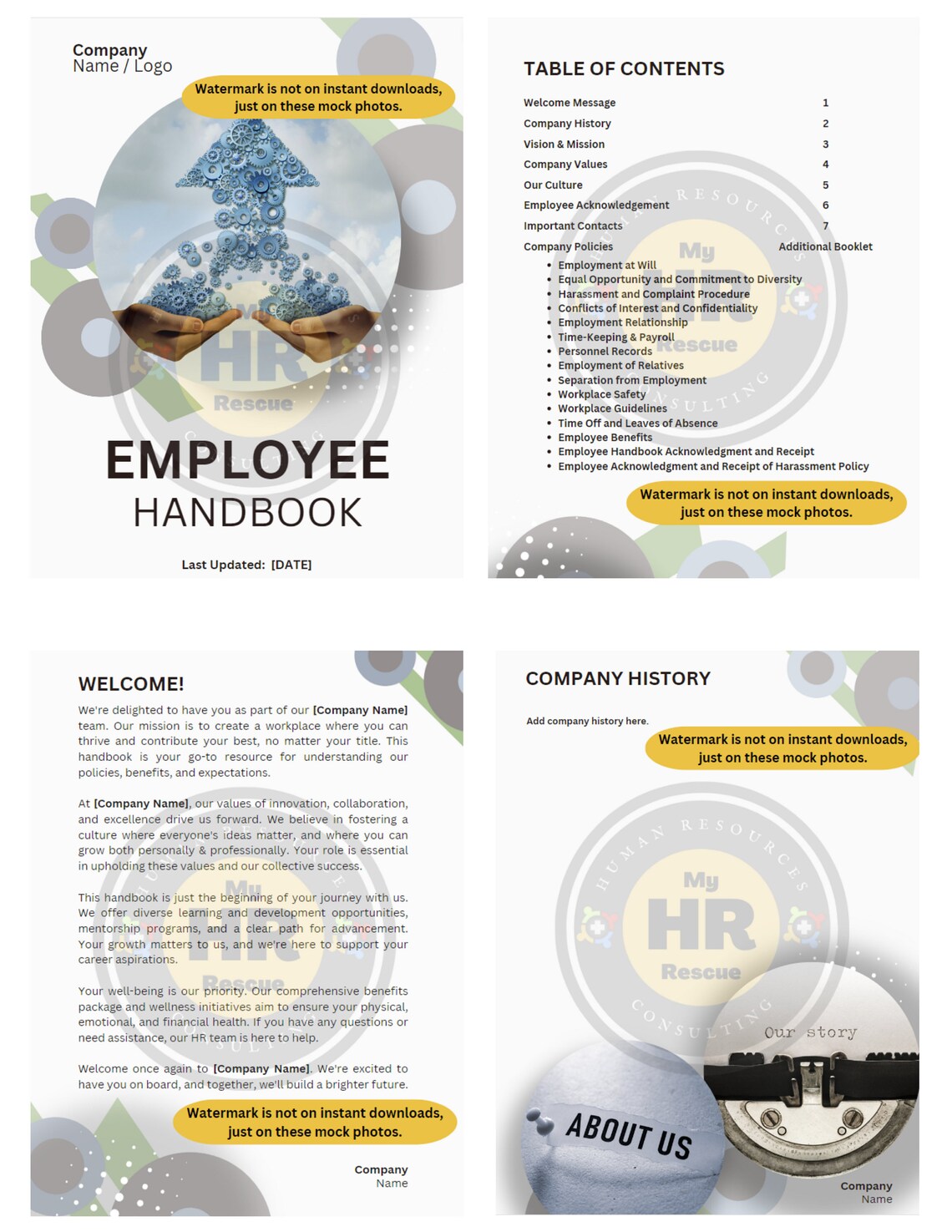 Employee Handbook & Employment Policies - Template - Download in PDF ...