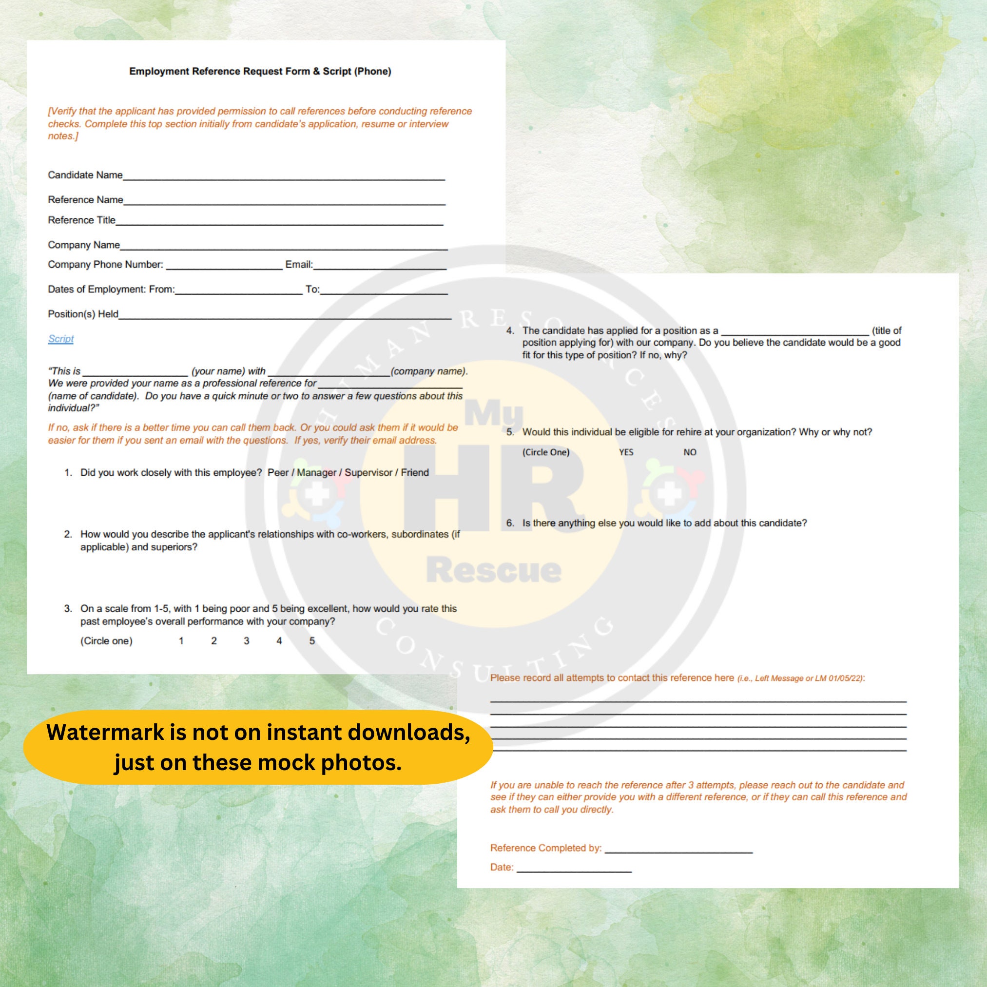2 TEMPLATES - Reference Request Form-script AND Reference Request Email ...
