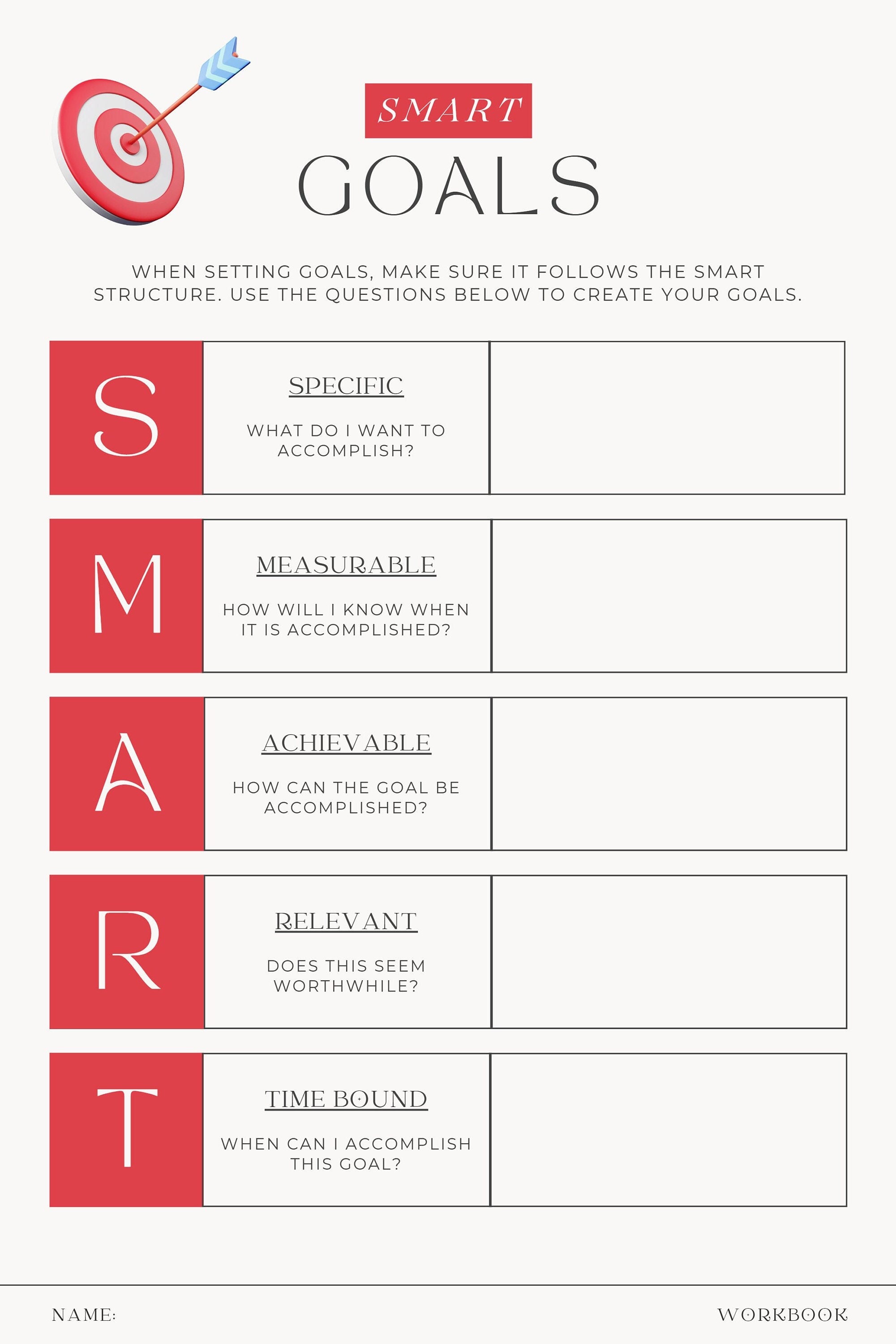 HR Smart Goals Planner Worksheet (editable in Canva & Word) - Digital ...