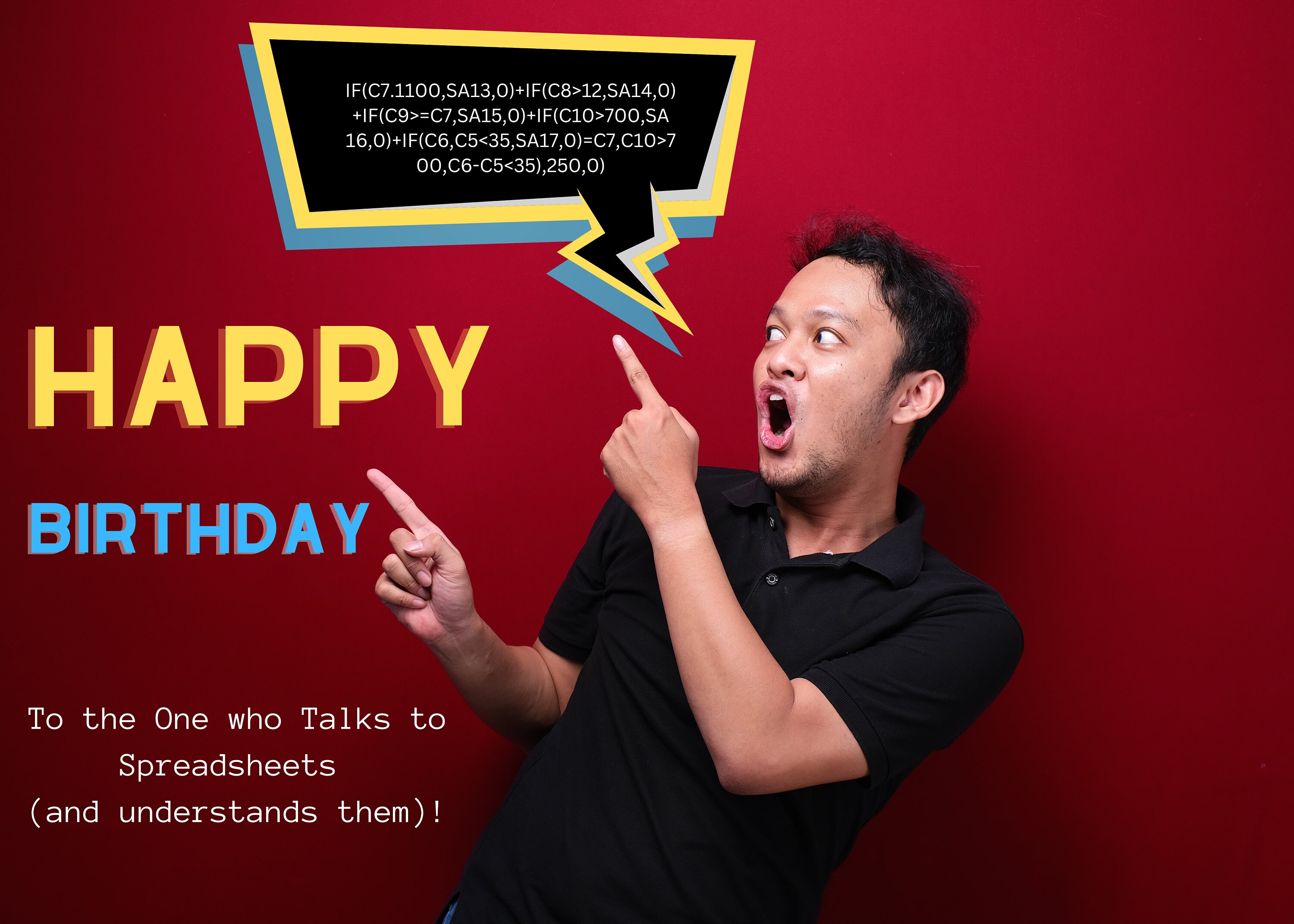 Employee Birthday Card - Spreadsheet Guru - Man - Etsy