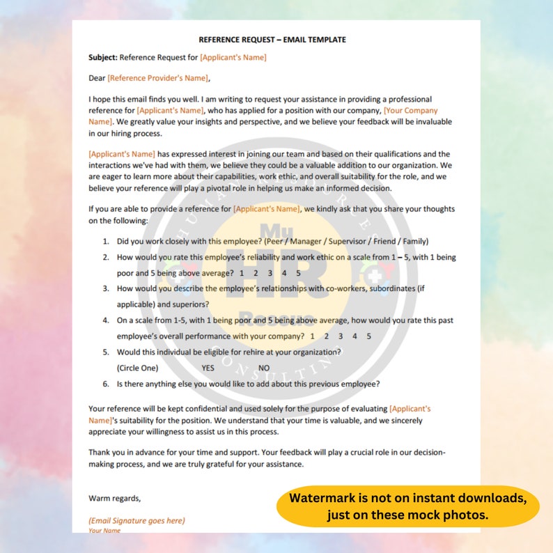 2 TEMPLATES - Reference Request Form-script AND Reference Request Email ...