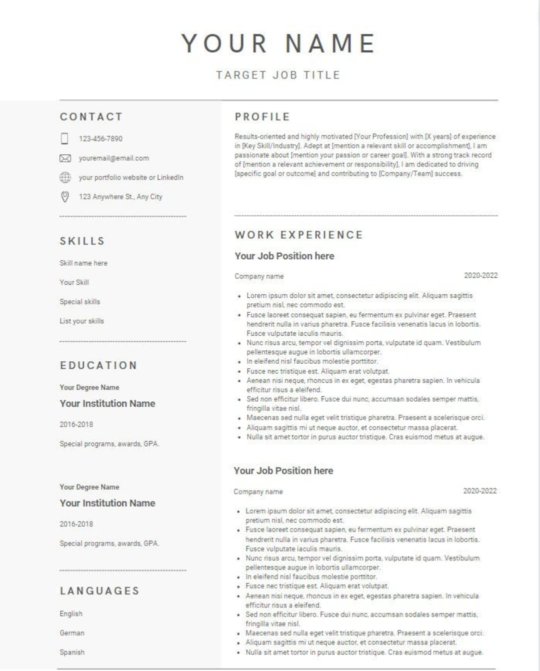 Resume 108 - Detailed Resume With Detailed Work Experience - 2 Pages ...