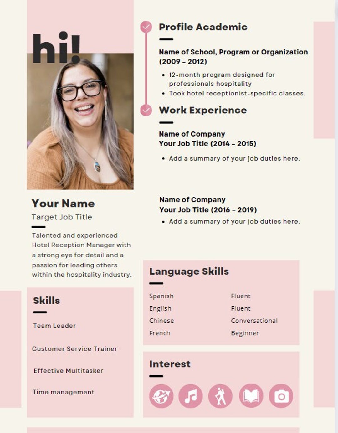 Resume 104 - Creative, Fun, Feminine Resume Template - Etsy