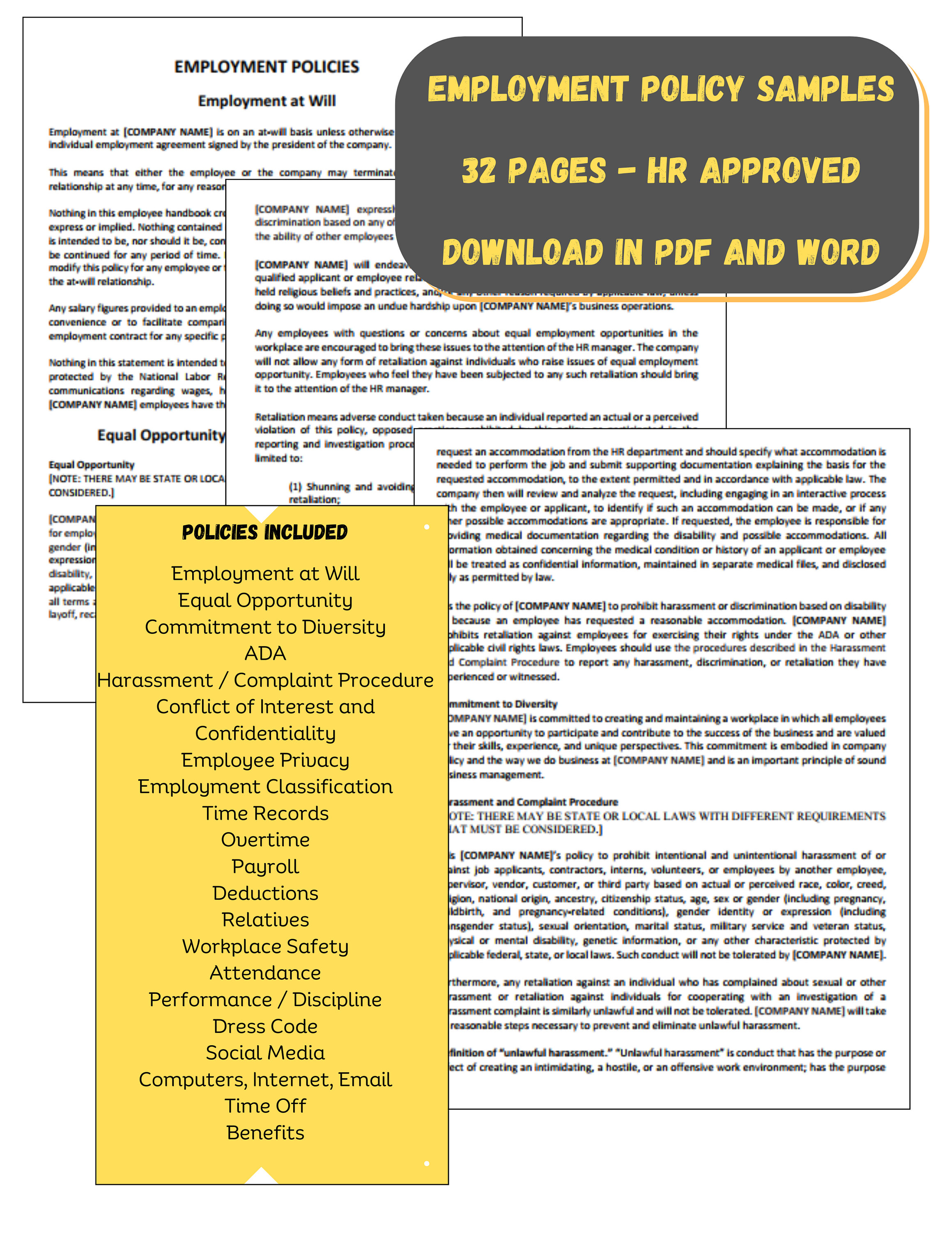 Employee Handbook & Employment Policies - Template - Download in PDF ...