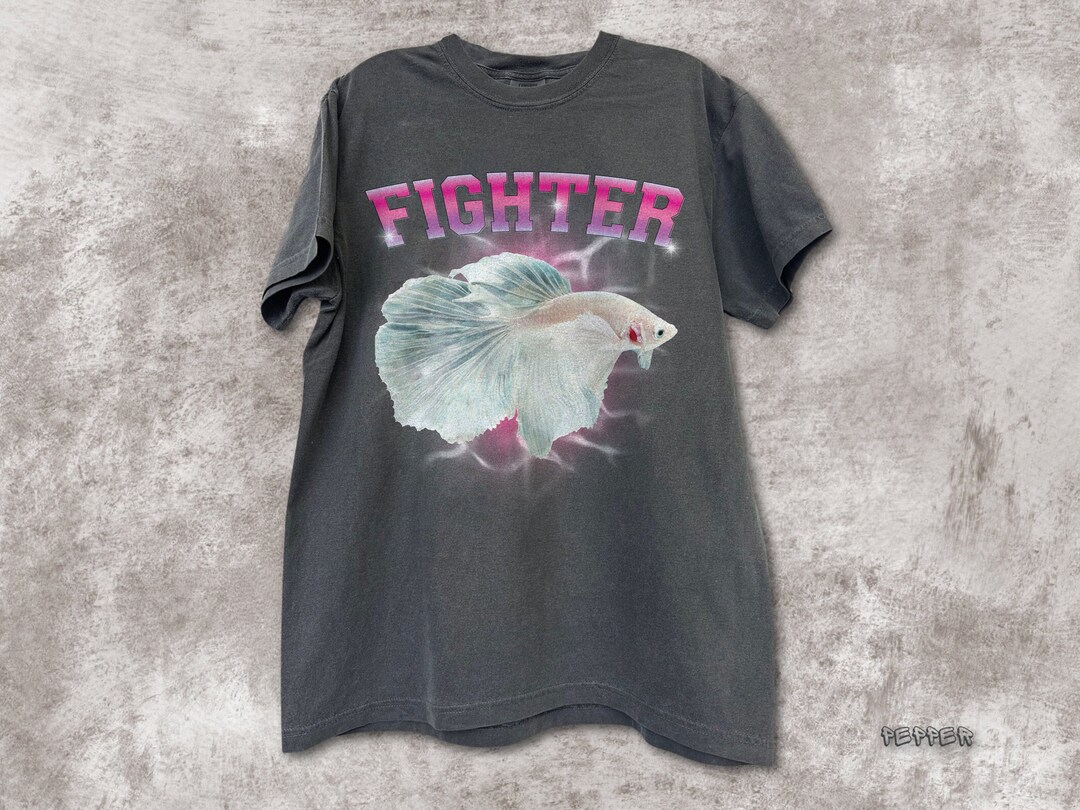 Vintage Rap Shirt FIGHTER 90s Bootleg T-shirt, Retro Fish Meme Shirt ...
