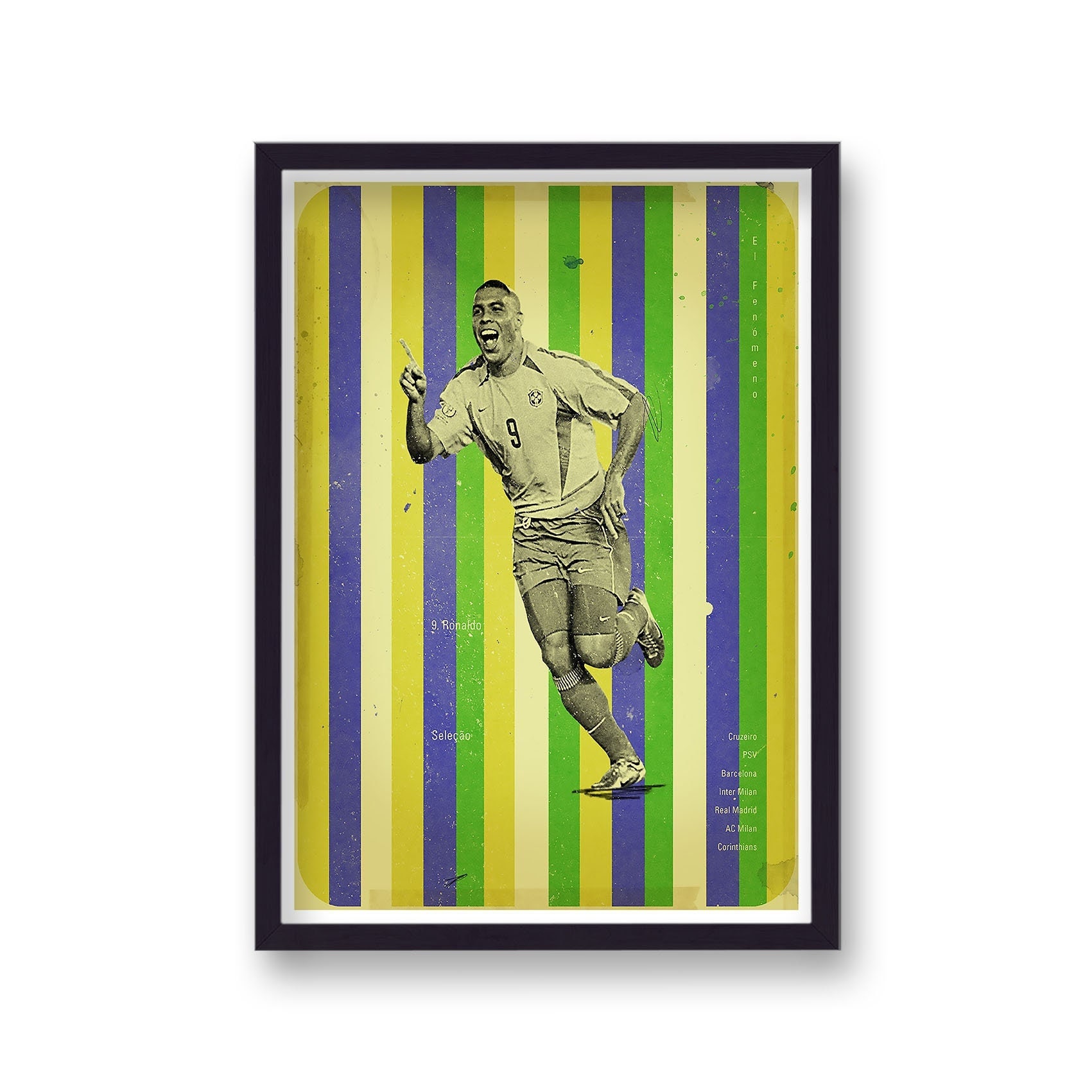 Football Heroes Ronaldo Brazil Vintage Print - Etsy