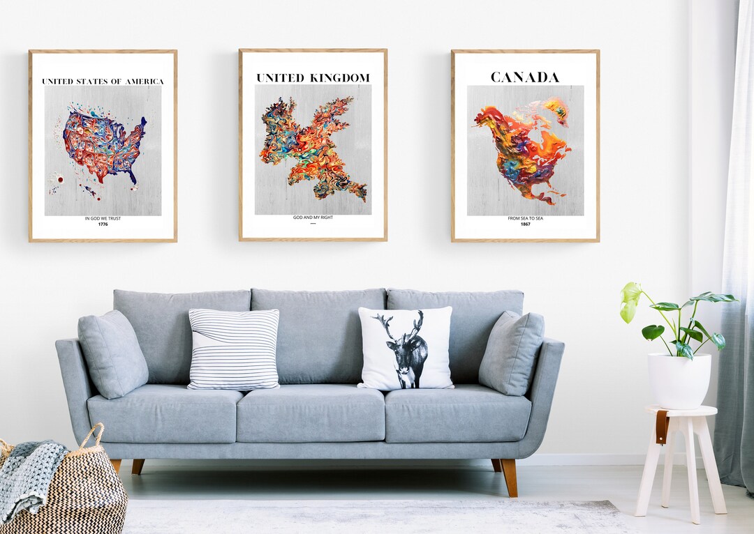 Aesthetic Maps United States Map Canada Map United Kingdom Map - Etsy