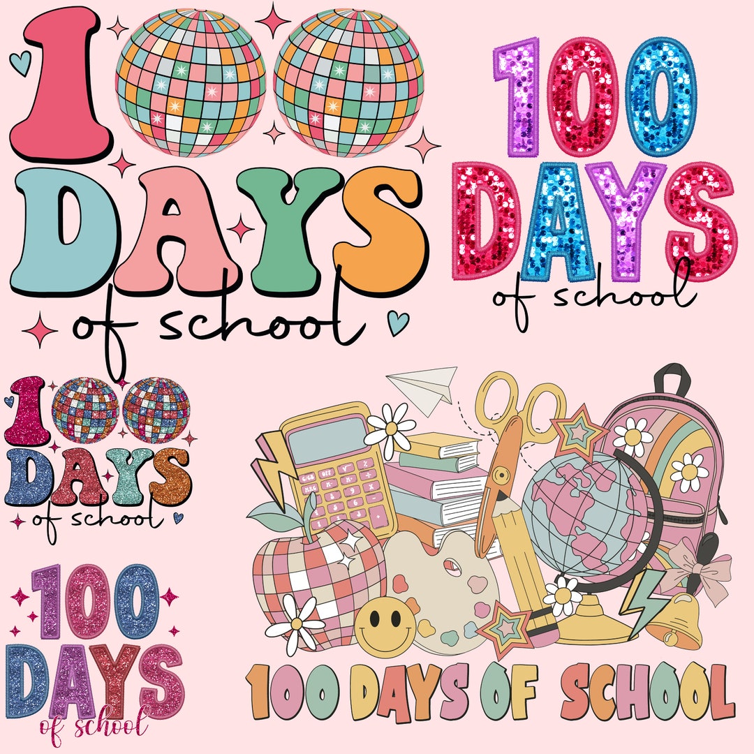 Disco Ball 100 Days of School Bungle, Groovy 100 Days Png, Retro 100 ...