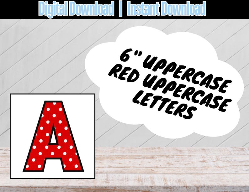 Digital Download Red Polka Dot Bulletin Board Uppercase Letters ...