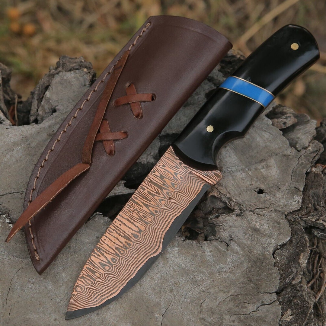 Crafted Elegance 10-inch Copper Damascus Handmade Knife With Ryzen ...