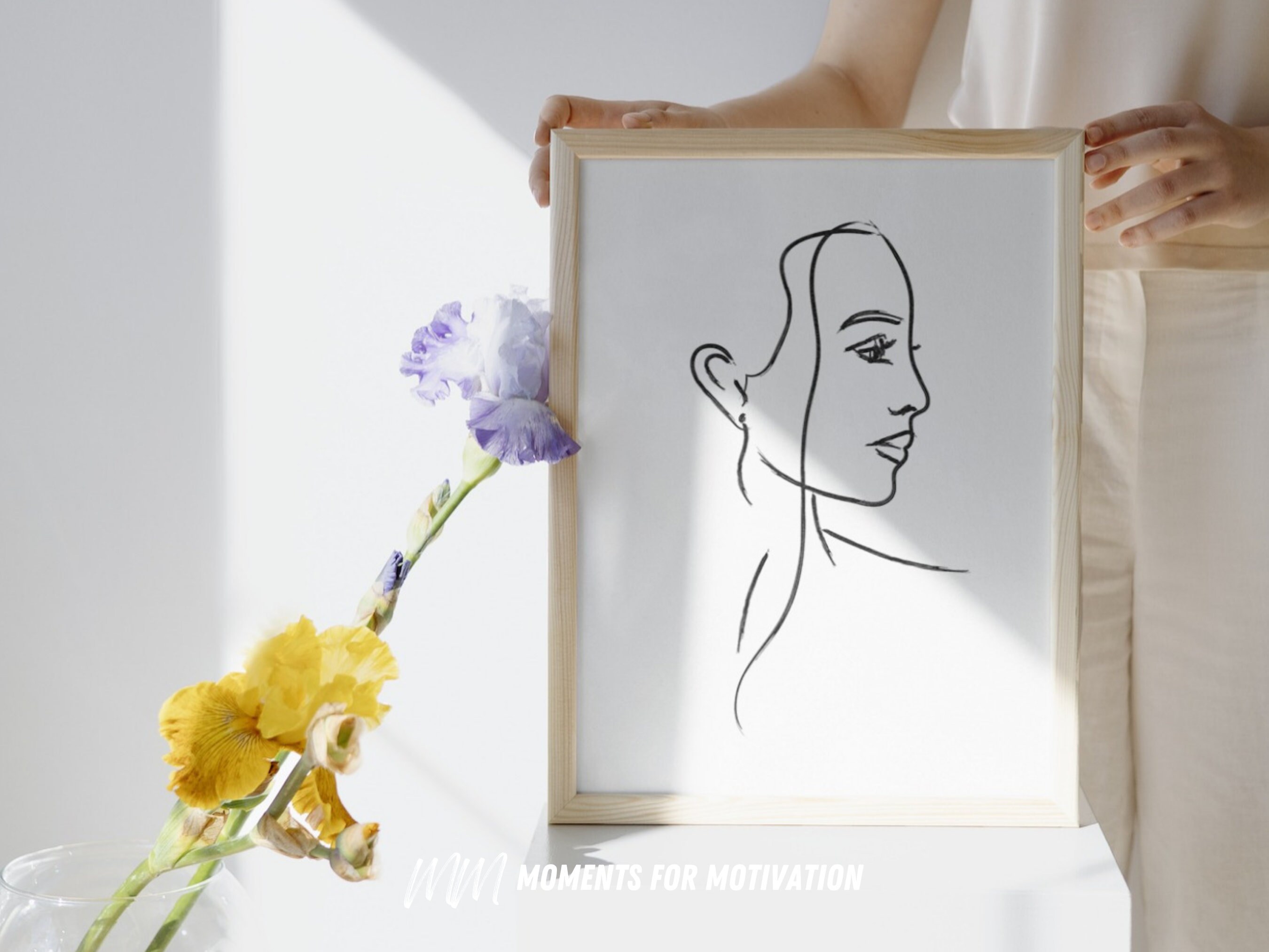 Minimalist Woman Profile Printable Artwork Black Line Sketch - Etsy