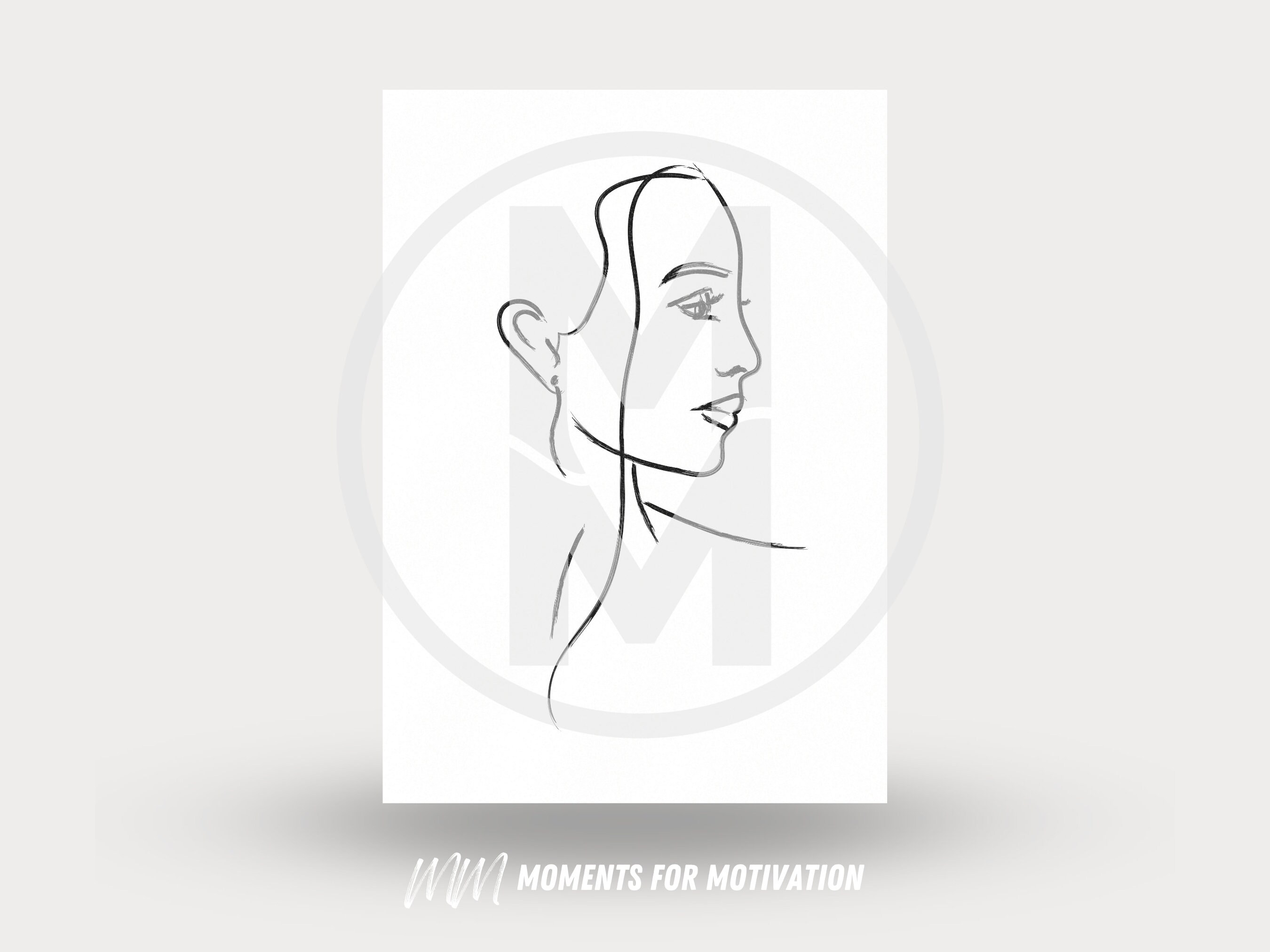 Minimalist Woman Profile Printable Artwork Black Line Sketch - Etsy
