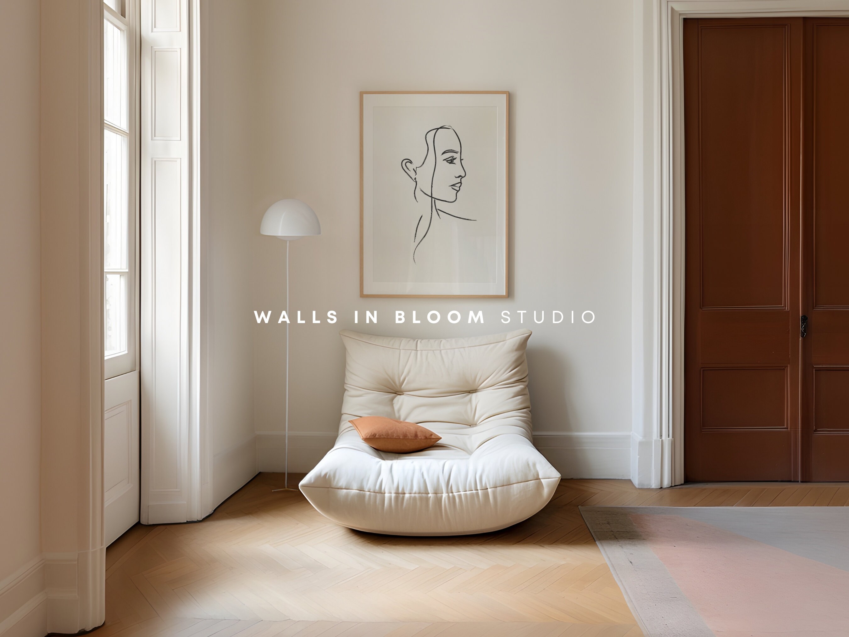 Minimalist Woman Profile Printable Artwork Black Line Sketch Digital ...