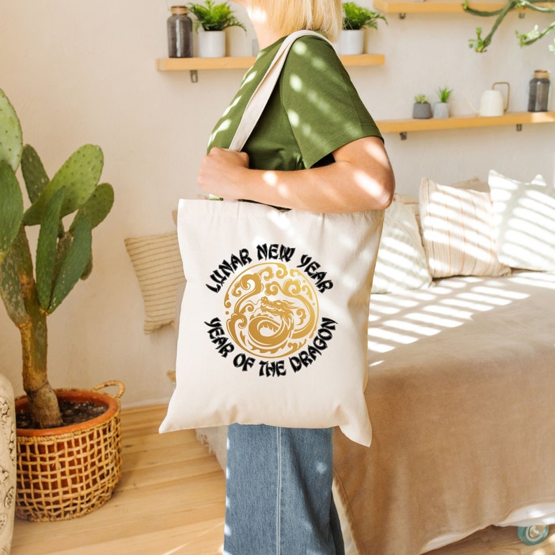 2024 Chinese New Year of the Dragon Chinese Zodiac Lunar New Year Tote ...
