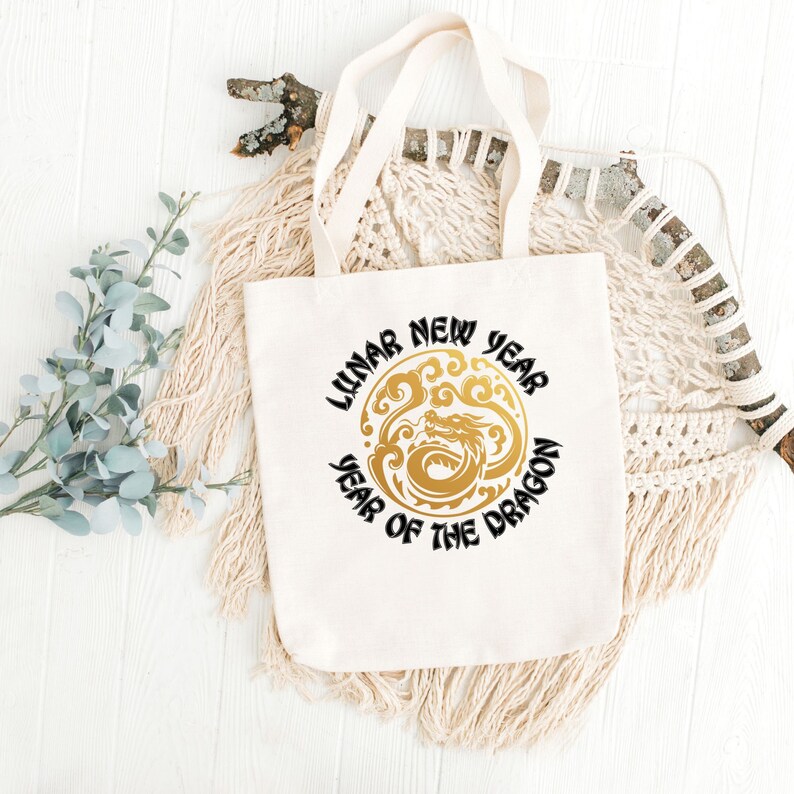 2024 Chinese New Year of the Dragon Chinese Zodiac Lunar New Year Tote ...