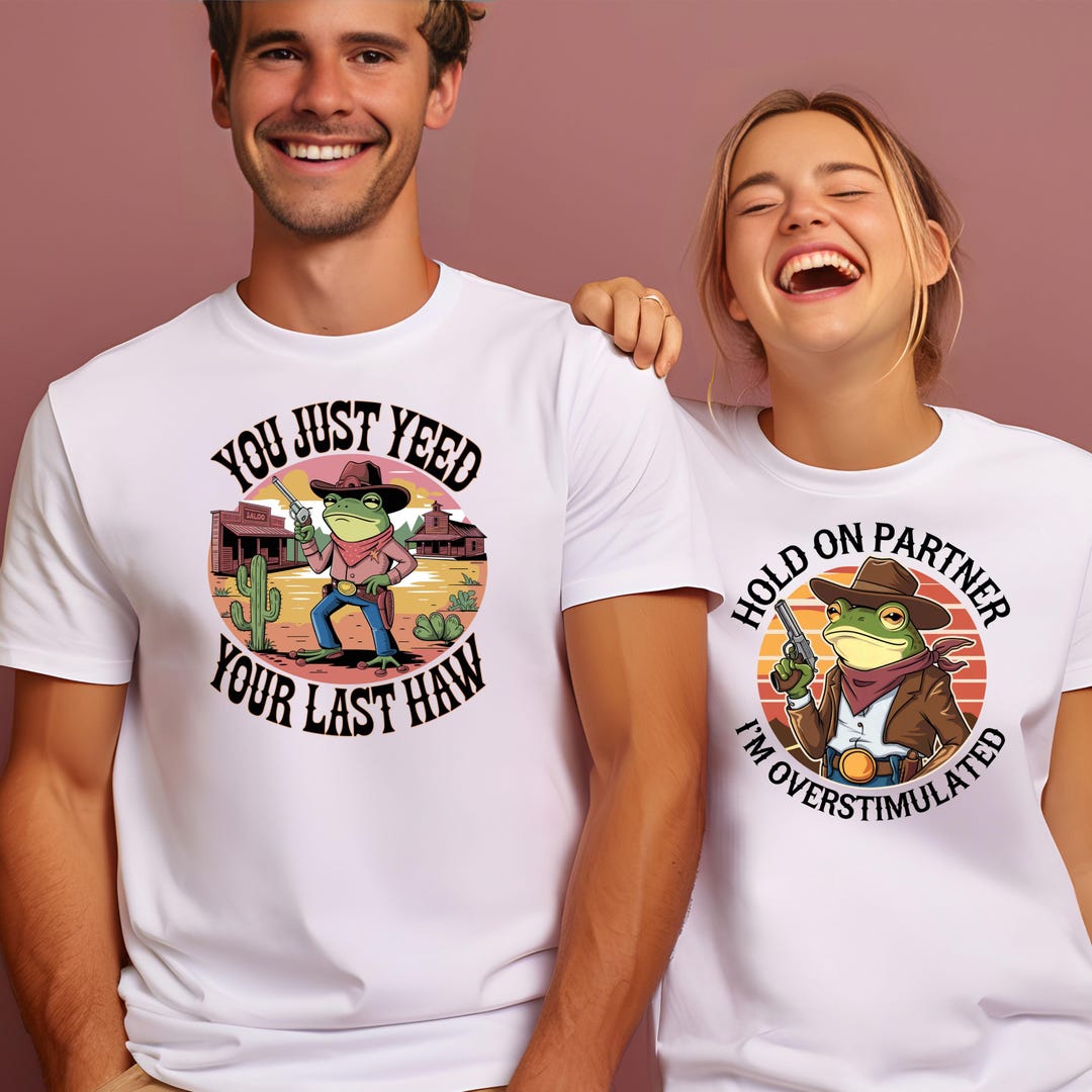 Cowboy Frog Shirt, Hold on Partner Funny Meme, Your Last Haw, Weirdcore ...