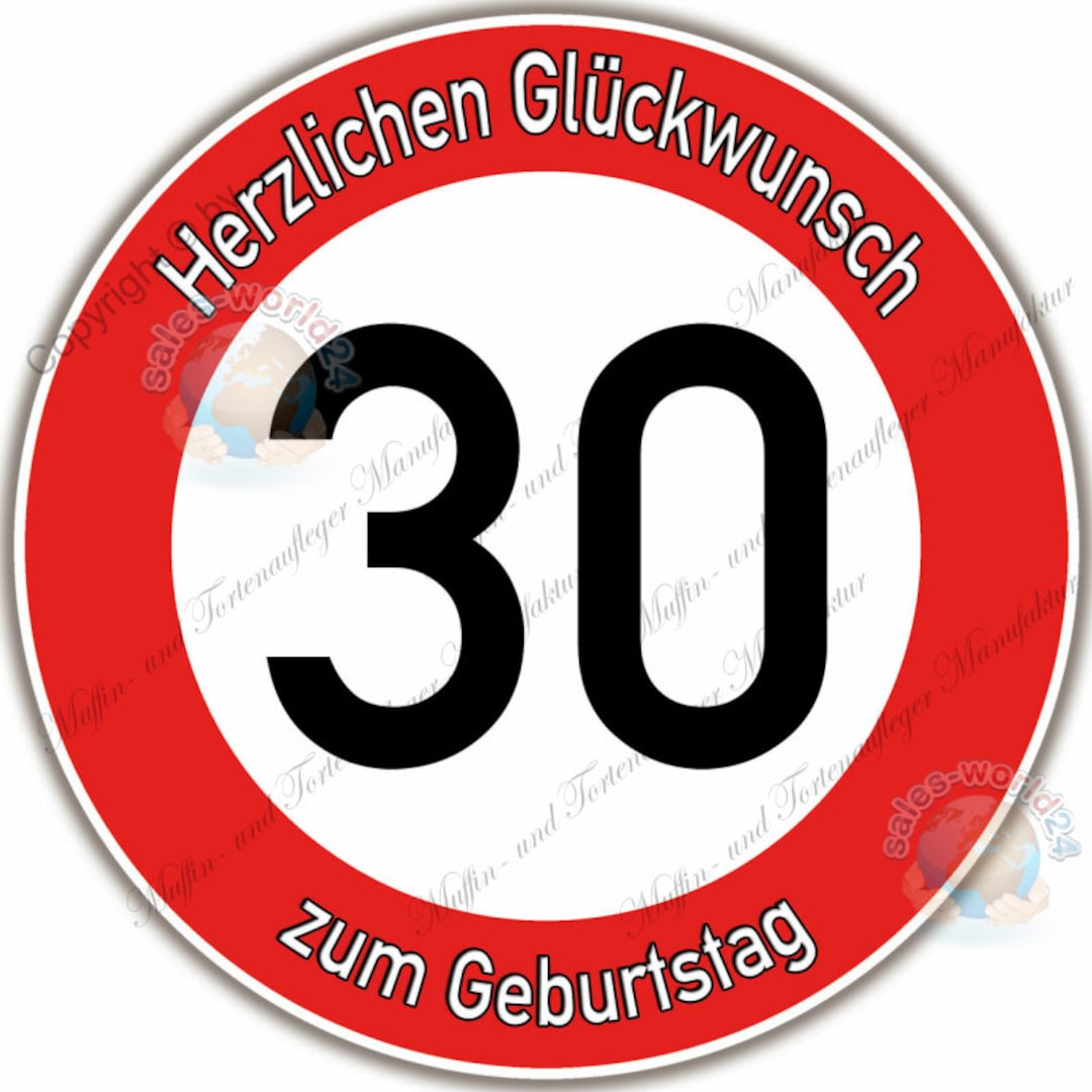 Cake Topper Photo Cake Cake Picture Warning Sign 30th Birthday GB06 ...