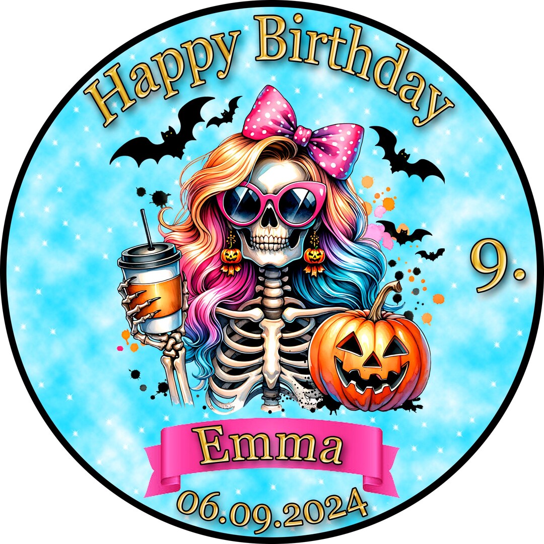 Cake Topper Photo Cake Cake Picture Birthday Halloween Pumpkin Skeleton ...