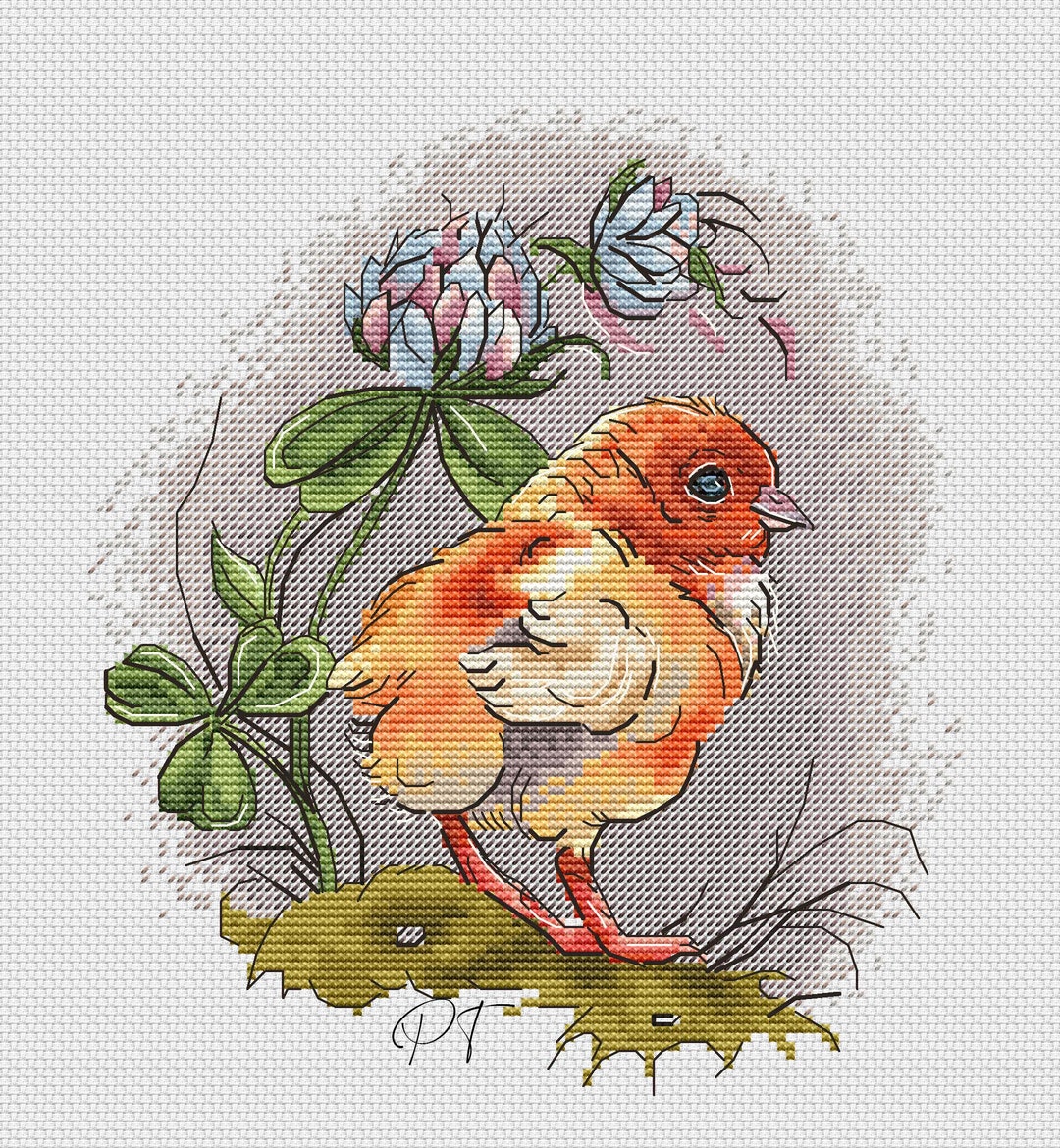 Chicken, Clover, Rain, Cute, Animals, Watercolor, Cross Stitch, Diagram ...