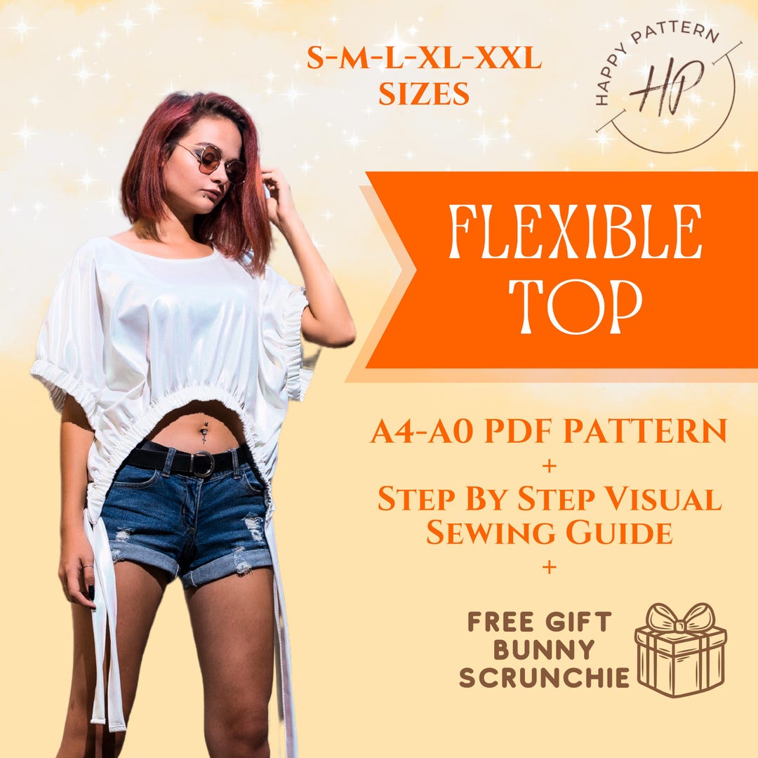 Flexible Blouse A4-A0 PDF Pattern, Step-by-step Visual Sewing Guide ...
