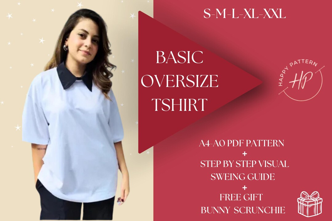 Basic T-shirt PDF Pattern Step-by-step Visual Sewing Guide Includes ...
