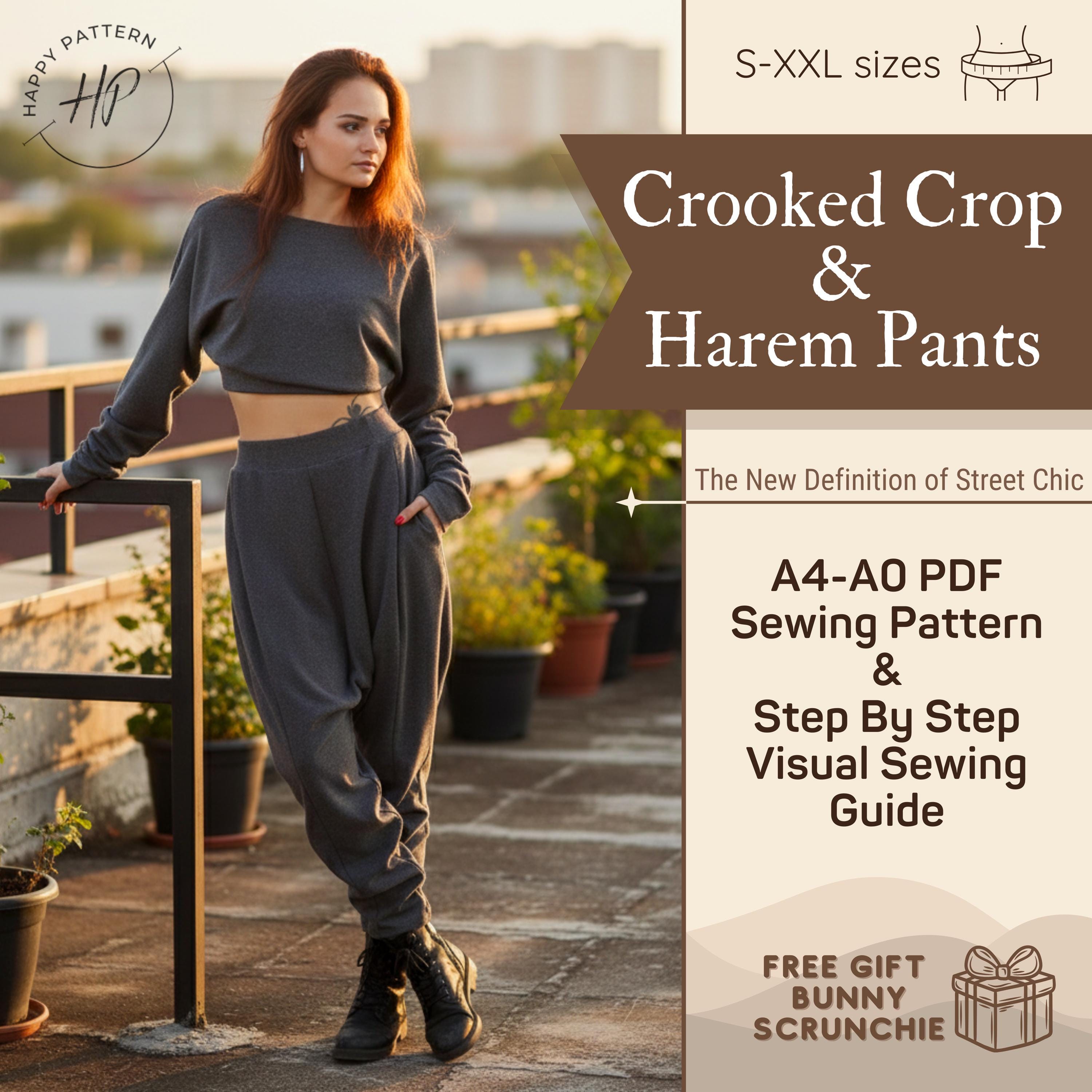Crooked Crop & Harem Pants Pattern for Women, A4/A0 Digital PDF Pattern ...