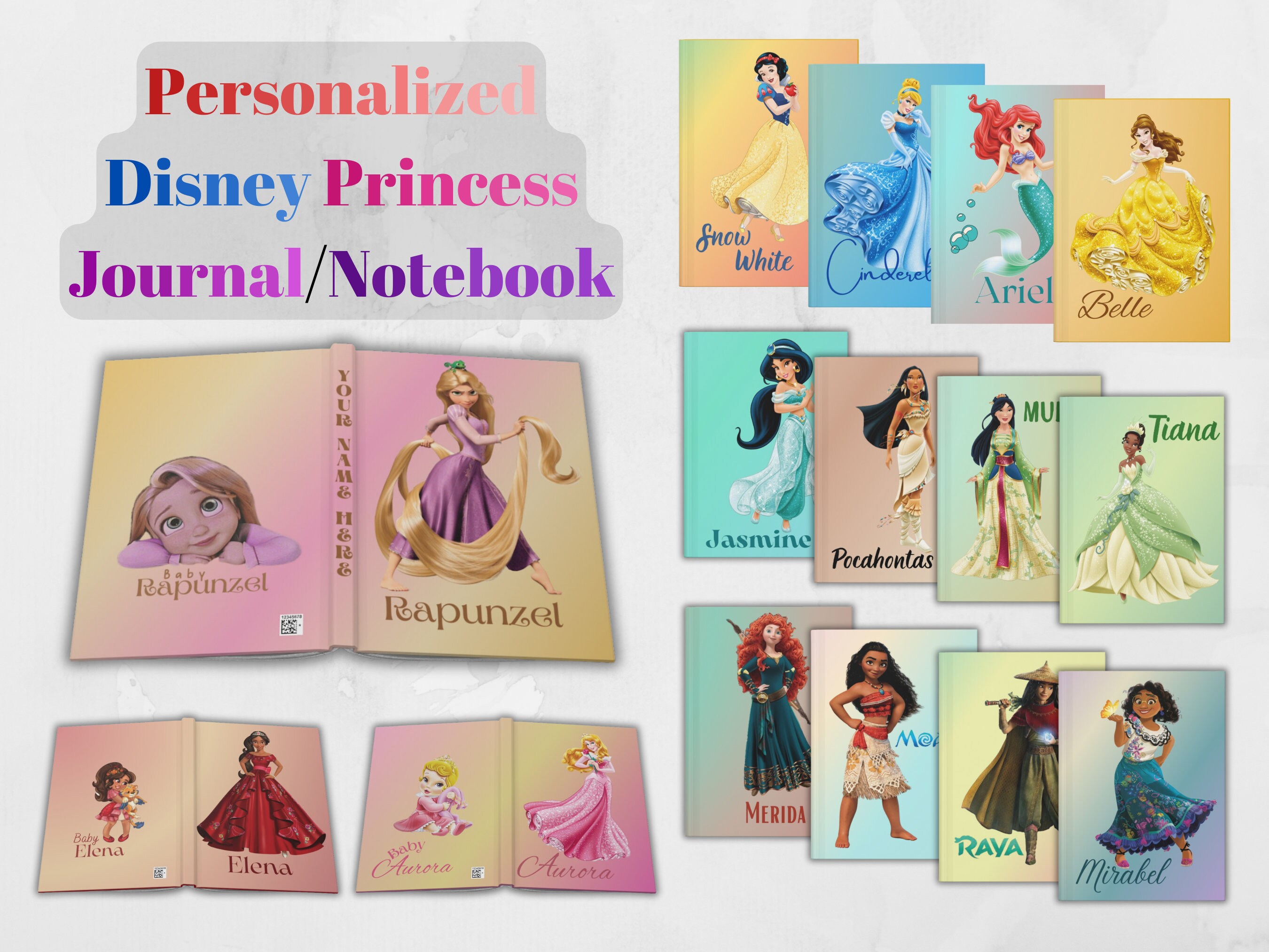 Customized Disney Princess Notebook, Personalized Diary With Baby ...