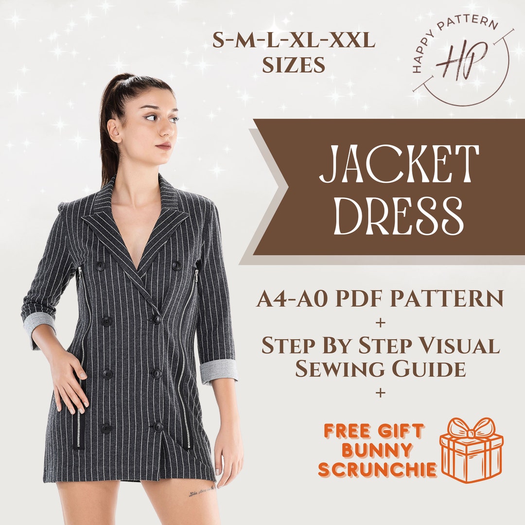 Jacket Dress Pattern, Blazer/jacket Digital Sewing Pattern, Sizes S-XXL ...